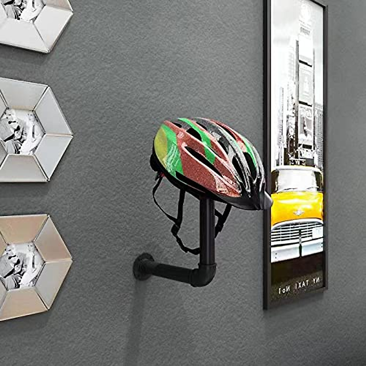 Cowboy Hat Rack -2 Pack Metal Pipe & Brown Wood Wall-Mounted Hat & Wig Holder, Helmet Holder,for Coats, Hats, Caps… (2 Black)