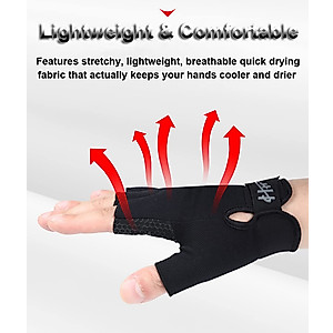 SUJAYU Fingerless Gloves, Fishing Gloves Paddling Gloves Sailing Gloves Rowing Gloves Kayak Gloves Water Gloves Sports Gloves, Fishing Gloves Men & Women (Black, L)