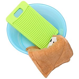 GWYAN 11 Inch Antiskid Mini Washboard Plastic Washing Board Household for Students/Kids Clothes Clean Laundry (Green)