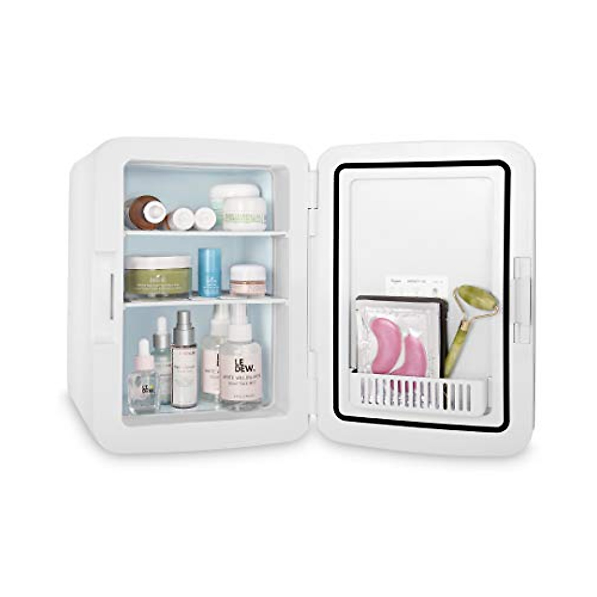 Cooluli 10L Mini Fridge for Bedroom - Car, Office Desk & College Dorm Room - 12v Portable Cooler & Warmer for Food, Drinks, Skincare, Beauty & Makeup - AC/DC Small Refrigerator with Glass Front, Gold