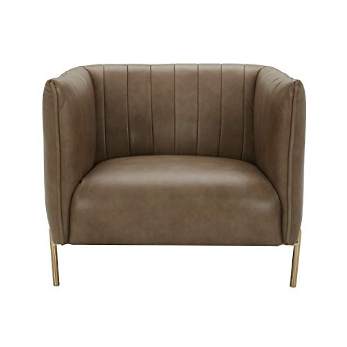 Amazon Brand - Rivet Frederick Mid-Century Channel Tufted Living Room Chair, Taupe Leather, 34.6" D x 38.1" W x 31.4" H
