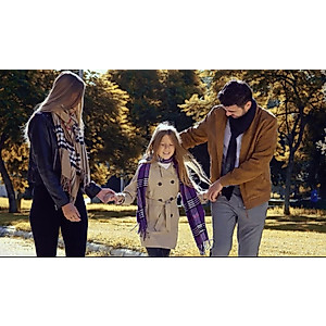 ScarfDeals - Cashmere Wool Feel Scarf Warm Soft Lightweight Scottish Scotland Nova Check Tartan Plaid Gift For Men Women Kids (Camel tan beige Classic BB Vintage Tartan Z3)