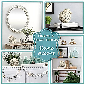 Westcharm 6" Dia. Cream Monkey Fist Rope Knot Door Stopper | Nautical Knot Door Stop | Decorative Tablecloth Weight | Weighted Window Wedge | Coastal Rope Ball Bookend | Sailor's Knot Doorstop - Ivory