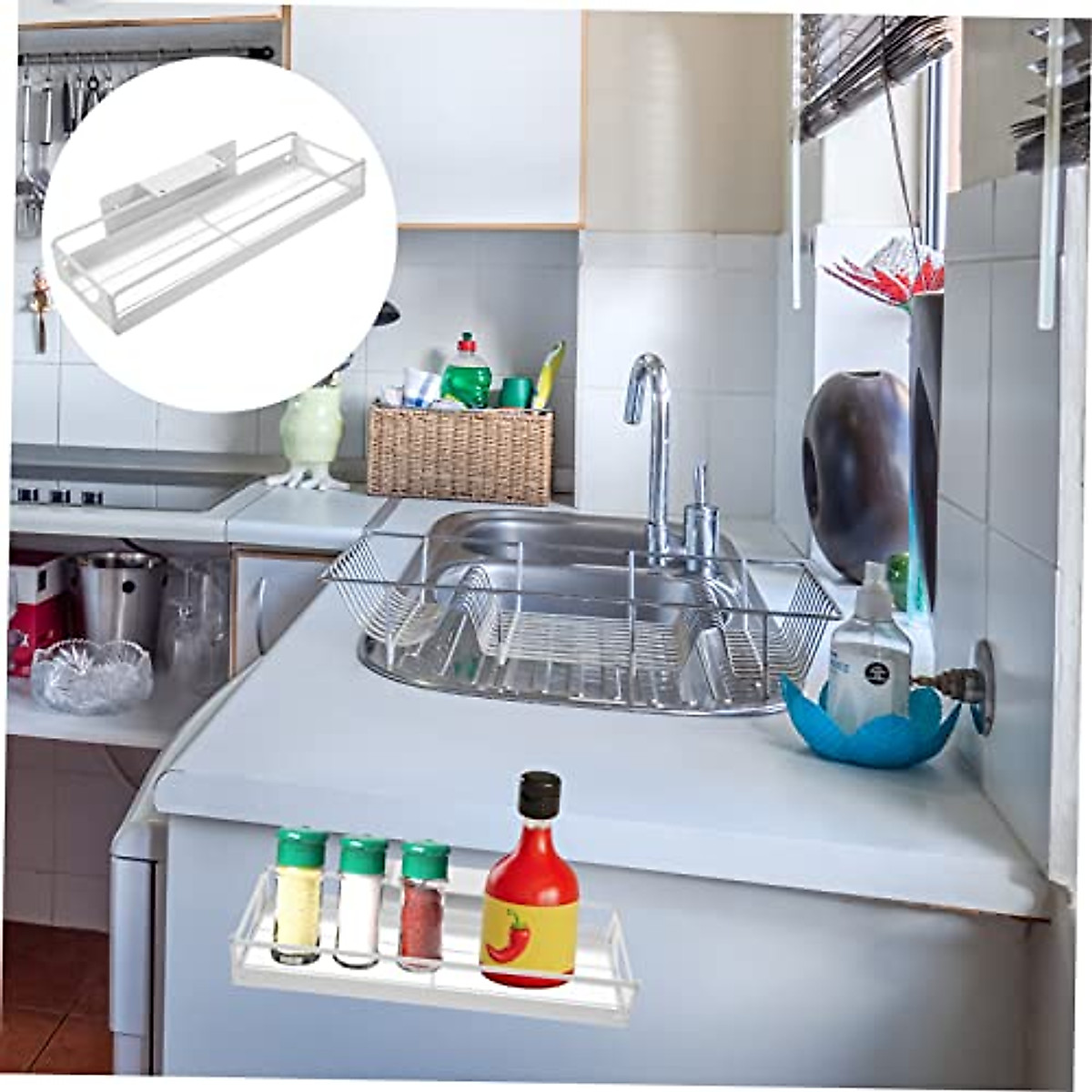 OKUMEYR Drawer Rack Wire Holders for Cords Clear Drawer Clear Shelves Under Sink Cabinet Organizer Pull Out Sink Shelf Slide Out Pantry Shelves Kitchen Cabinet Rack Metal Organizer