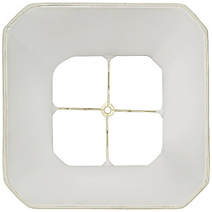Creme Small Square Cut Corner Lamp Shade 8" Top x 12" Bottom x 11" Slant x 10.5" High (Spider) Replacement with Harp and Finial - Imperial Shade