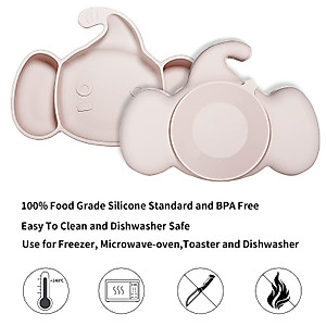Silicone Baby Feeding Set with Baby Plate, Spoon and Fork,Baby Plate with Suction,First Stage Self Feeding,BPA Free