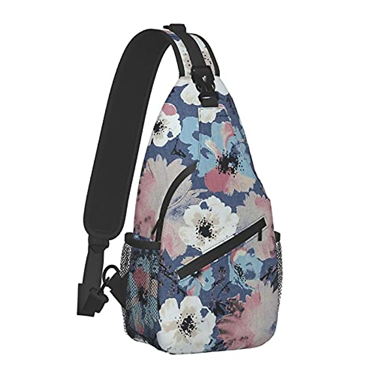 Greexy Watercolor Flowers Sling Backpack Crossbody Shoulder Bags for Women Men Causal Daypacks Chest Bag Hiking Travel Sport Climbing Runners