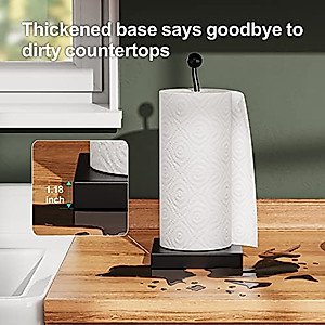Paper Towel Holder Countertop Stand - GSlife Weighted Standing Paper Towel Roll Holders for Kitchen, Durable Metal - Elegant Black