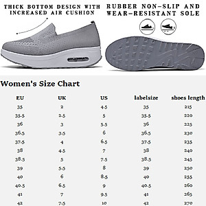Women's Orthopedic Sneakers, Womens Air Cushion Slip-On Walking Shoes, Orthopedic Shoes for Women, Comfort Loafers Knit Breathable Mesh Non-Slip Platform Casual Sneakers (Grey,38)