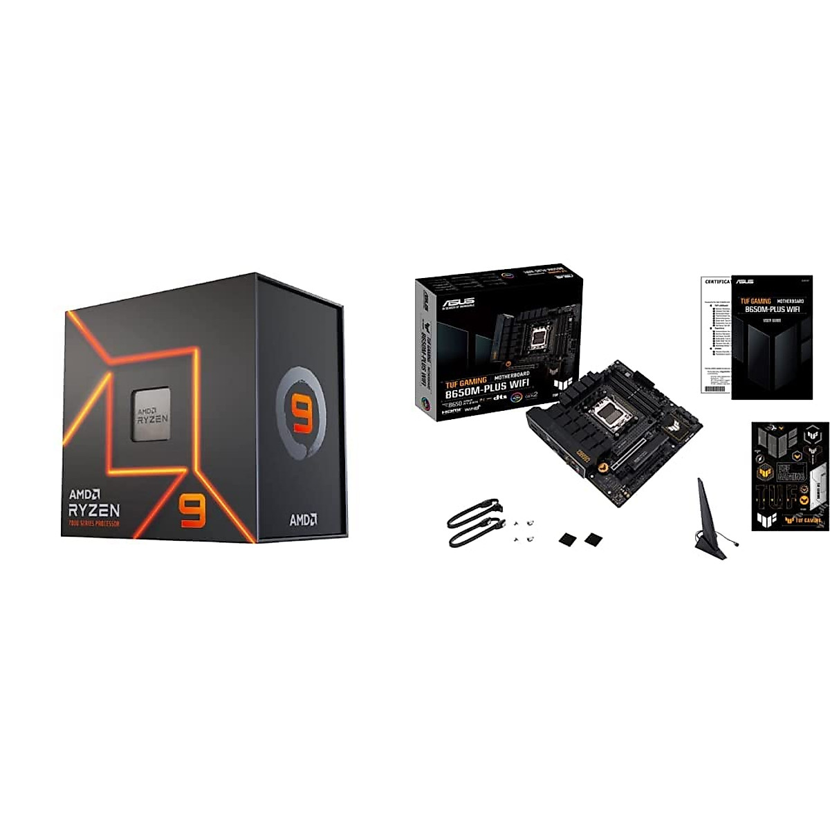 AMD Ryzen™ 9 7950X 16-Core, 32-Thread Unlocked Desktop Processor & ASUS TUF Gaming B650M-PLUS WiFi Socket AM5 (LGA 1718) Ryzen 7000 mATX Gaming Motherboard