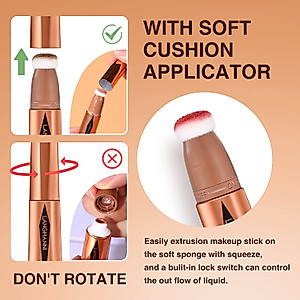 LANGMANNI Liquid Contour Beauty Wand, Face Concealer Contouring,Highlighter,Blusher Stick with Big Cushion Applicator.Cream Contour Stick For Finish Face Contour Makeup. (#01+#03+#05)