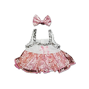 Pink Passion Hearts Dress Outfit Teddy Bear Clothes Fits Most 14" - 18" Build-a-bear and Make Your Own Stuffed Animals