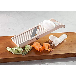 Benriner Super Standard Madoline Slicer, with with 4 Japanese Stainless Steel Blades, Almond