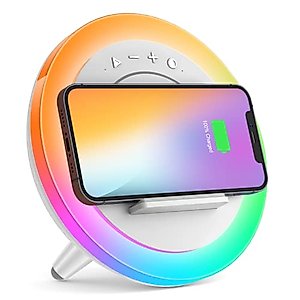 SIDVAR Bluetooth Speaker Night Lightsr, Wireless Charging Modern Speaker,Best Teenage Birthday Gift Ideas,Gifts for Women, Men, Dad, Mom(5W Wireless Charging