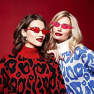 EBOOT 8 Pairs Fire Flame Glasses Rimless Fire Flame Sunglasses for Women Men Summer Beach Wedding Accessory (Bright Color)