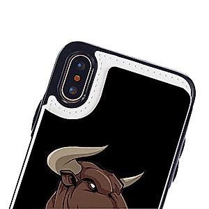 Elegant Bull Head Wallet Phone Cases Fashion Leather Design Protective Shell Shockproof Cover Compatible with iPhone X/XS