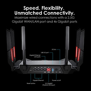 MSI Radix AXE6600 WiFi 6E Tri-Band Gaming Router, AI QoS, RGB, 1.8GHz Quad-Core Processor, MU-MIMO, Gigabit Wireless, 8-Stream, High Speed Long Range