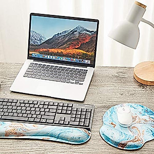 Hiyong Memory Foam Mouse Pad and Keyboard Pad Set - Lightweight for Easy Typing & Pain Relief - Ergonomic for Laptop, Desktop, Game, Office