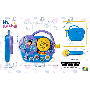 eKids Ms Rachel Karaoke Microphone with Boombox for Fans of Toddler Toys, Kids Karaoke Machine with Built in Music