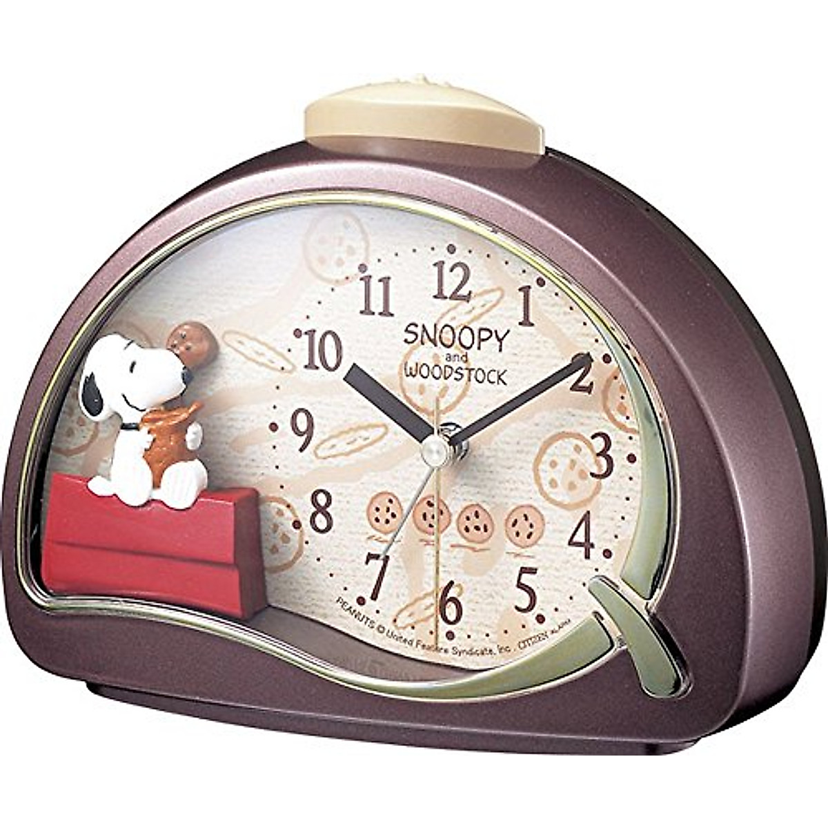 Rhythm Snoopy 4SE506MJ09 Alarm Clock Character Analog R506 Electronic Sound Alarm Brown