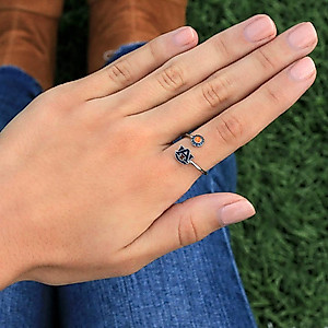 Stone Armory Auburn Tiger Jewelry - Navy Auburn University Ring with Crystals - Hypoallergenic and Adjustable Sizes 5-12 - Auburn Tigers Gifts for Women