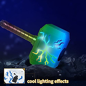 Thor Dart-Blasting Hammer Toys for Nerf Guns-Toys for 5 6 7 8+ Year Old Boys,Kids Roleplay Toy Thunder Mjolnir for with Lights, with 30 Darts