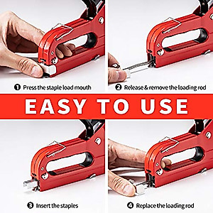 Upholstery Staple Gun Heavy Duty, 4 in 1 Stapler Gun with 6000 Staples, Remover, Manual Brad Nailer Power Adjustment Stapler Gun for Wood, Upholstery, Carpentry, Decoration DIY Staple Gun