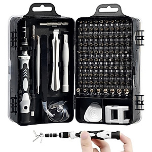 Electric Screw Driver, 115 in 1 Magnetic Repair Tool Kit, Rechargeable Precision Screwdriver Set, Anti Slip Durable Designed Screwdriver and Box, Battery Powered Screwdriver for Pc Cellphone Computer