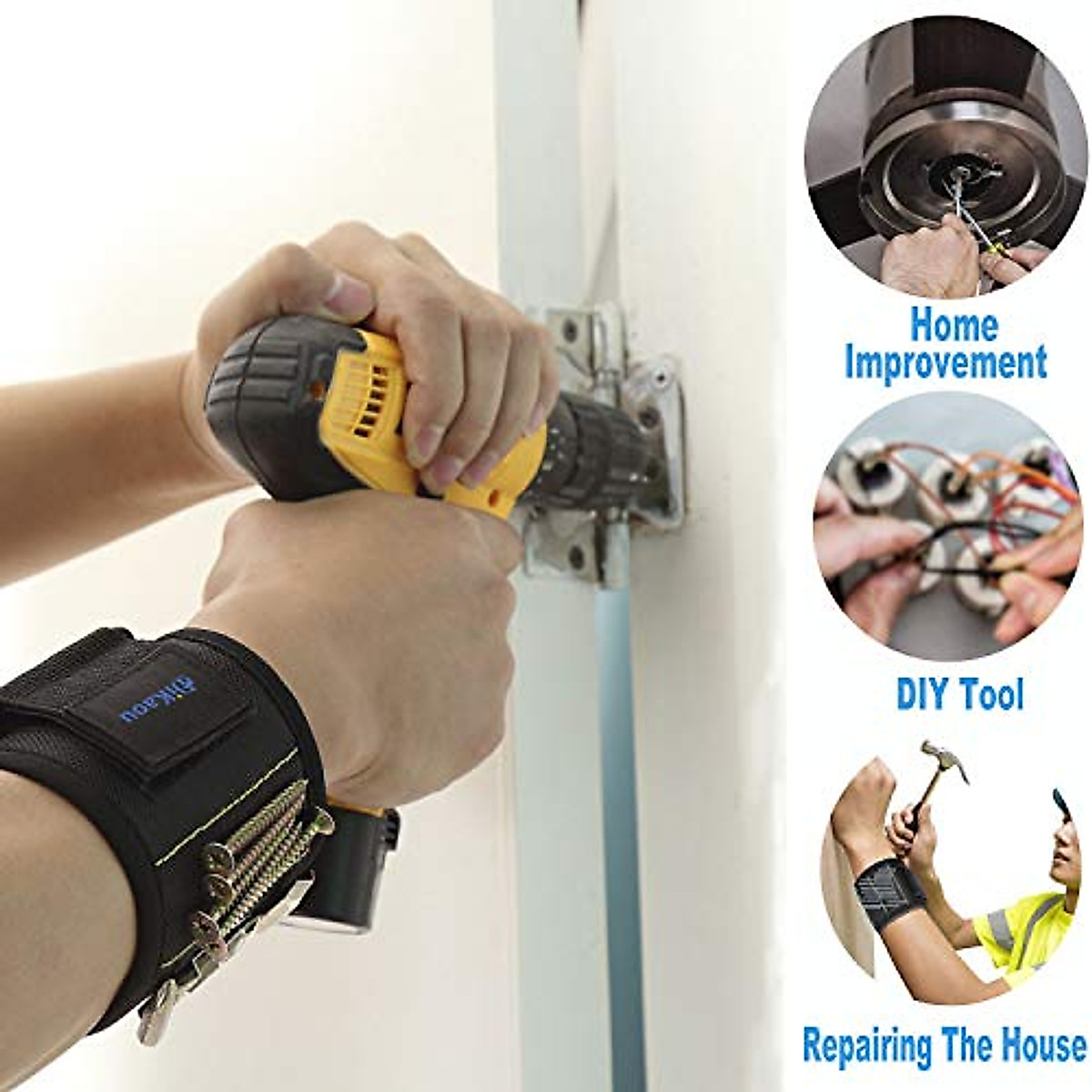 Magnetic Wristband with 20 Strong Magnets for Holding Screws Nails Drill Bits, Father's Day Gifts for Dad, Gadgets Tools, Gifts for Men,Husband, Boyfriend and DIY Handyman