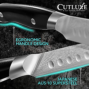 CUTLUXE Slicing Carving Knife – 12" Brisket Knife, Razor Sharp Meat and BBQ Knife – Damascus Japanese AUS10 Blade – Full Tang & Ergonomic Handle Design – Shinobi Series