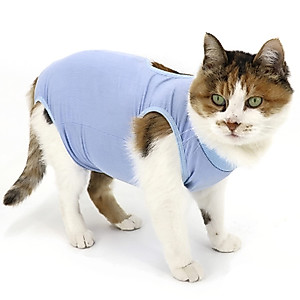 QIYADIN Cat Recovery Suit, Cat Surgical Recovery Suit for Abdominal Wound or Skin Disease, Cat Onesie for Cats after Surgery, Cat Spay Recovery Suit, E-Collar Alternative Pajama Suit for Dogs and Cats