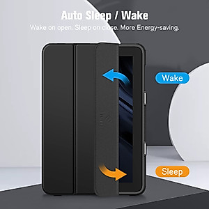 Fintie Hybrid Slim Case for All-New Amazon Kindle Fire 7 (2022 Release-12th Generation) Latest Model - Shockproof Cover with Transparent Back Shell, Black