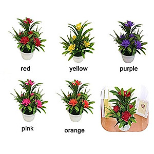 TUANJIE Outdoor Flower Fake False Plants Flowers Artificial Garden Decor with Pot 5 Head Home Decor for Home Decor Wedding Decorative Flowers DIY,Yellow