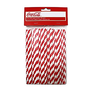 TableCraft 10109 Coca-Cola Red & White Striped Straws (Unwrapped), Pack of 100