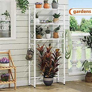 Simple Trending Over The Toilet Storage Rack with Toilet Paper Holder, Heavy Duty Metal 3 Tier Bathroom Organizer Shelf with 3 Hooks, White