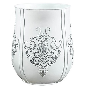 Creative Scents Vintage White Bathroom Trash Can - Waste Basket for Bathroom - Durable Bathroom Garbage Can - Space Friendly Waste Bin for Elegant Bathroom, Bedroom Or Living Room Décor