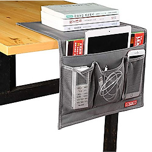 Zafit Bedside Storage Organizer, Table Cabinet Storage Organizer Bedside Organizer Caddy for Remotes Phone Glasses (Classic 4 Pockets-Grey)