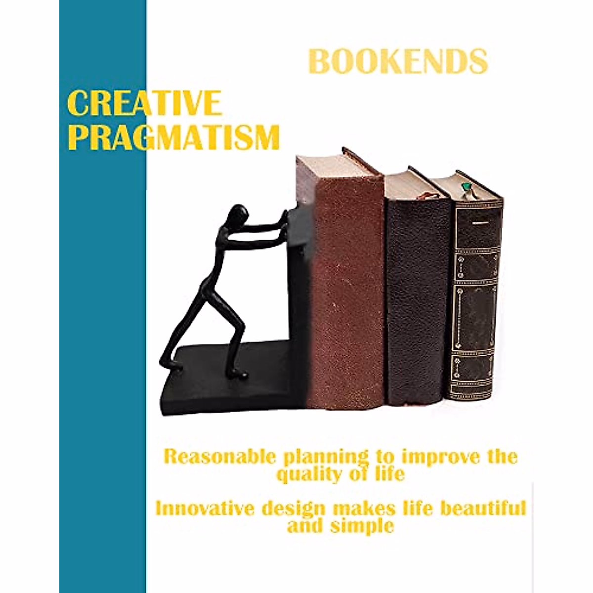 Book Ends Metal Heavy Duty Bookends for Shelves Universal Premium Office Bookends Metal Man Hand Push Creative Shape Bookends for Shelves Decor for Bedroom Library Office Reader Love Gift