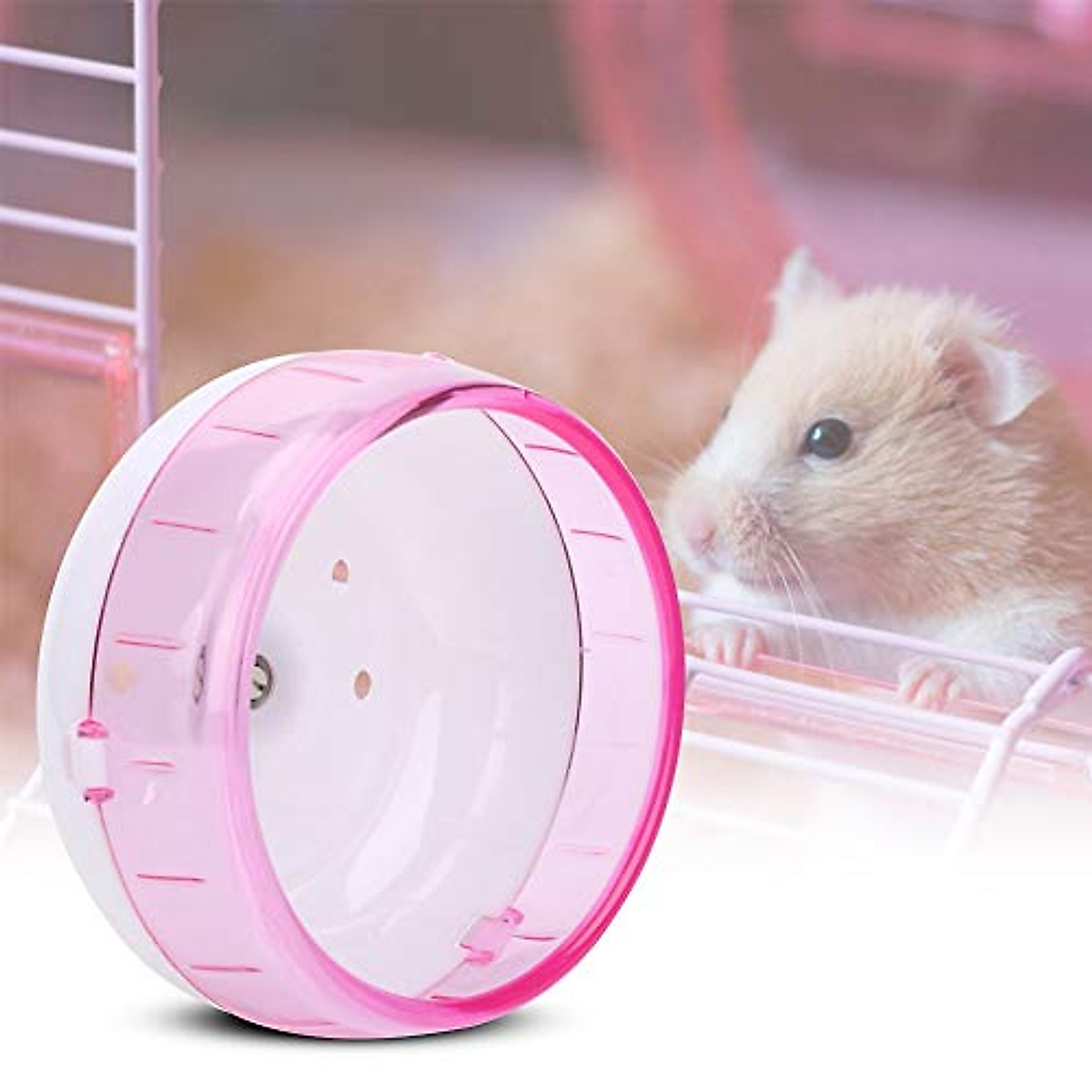 Fockety Hamster Toy, Sturdy Plastic Material Detachable Bracket Lightweight Hamster Wheel, for Guinea Pig(Pink)