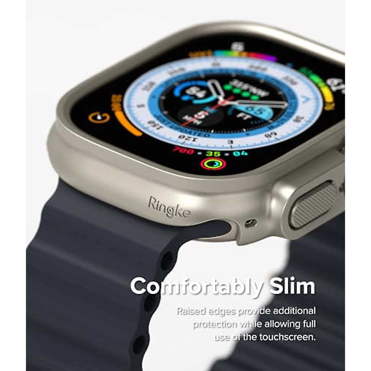 Ringke Slim [No More Discoloration / 2 Pack] Compatible with Apple Watch Ultra 2 Case and Designed for Apple Watch Ultra Case, Solid Transparent Cover + Extra Color - Clear + Titanium Gray
