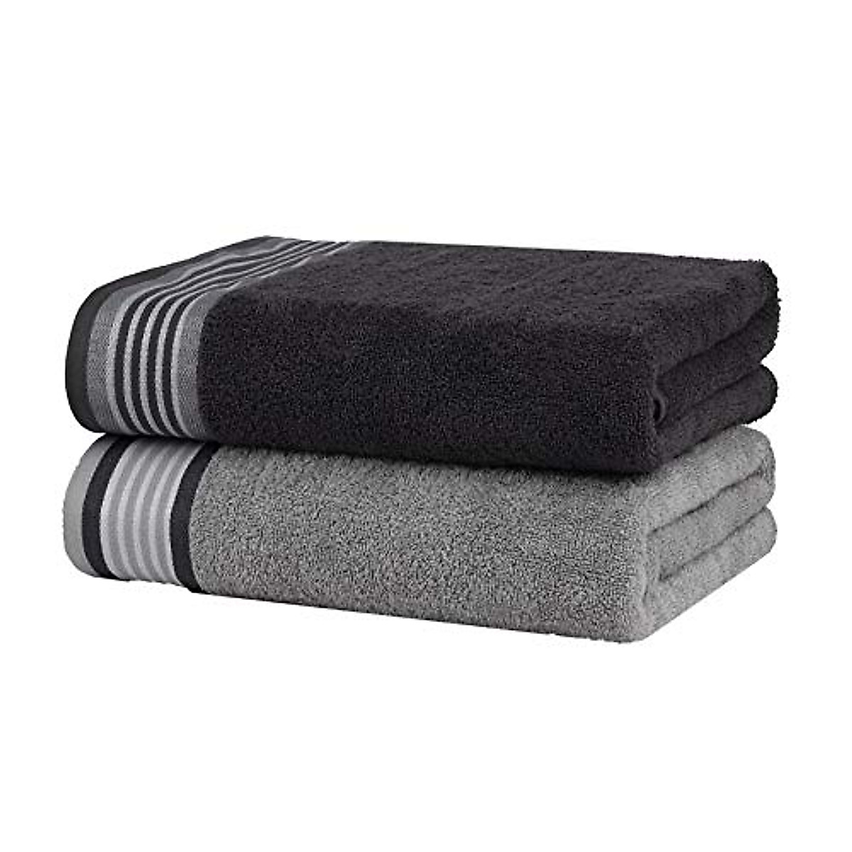 CASA COPENHAGEN Designed in Denmark 550 GSM 2 Large Bath Towels 2 Large Hand Towels 2 Washcloths, Super Soft Egyptian Cotton 6 Towels Set for Bathroom, Kitchen & Shower - Granite Grey & Mirage Grey