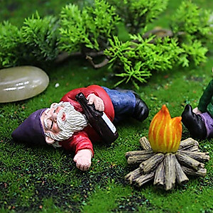 LINZHEN 4PCS Drunk Dwarf Garden Gnomes Knomes Decorations Decor Clearance Drunken Figurines for Outdoor Indoor Patio Yard Lawn Porch Ornament Gift