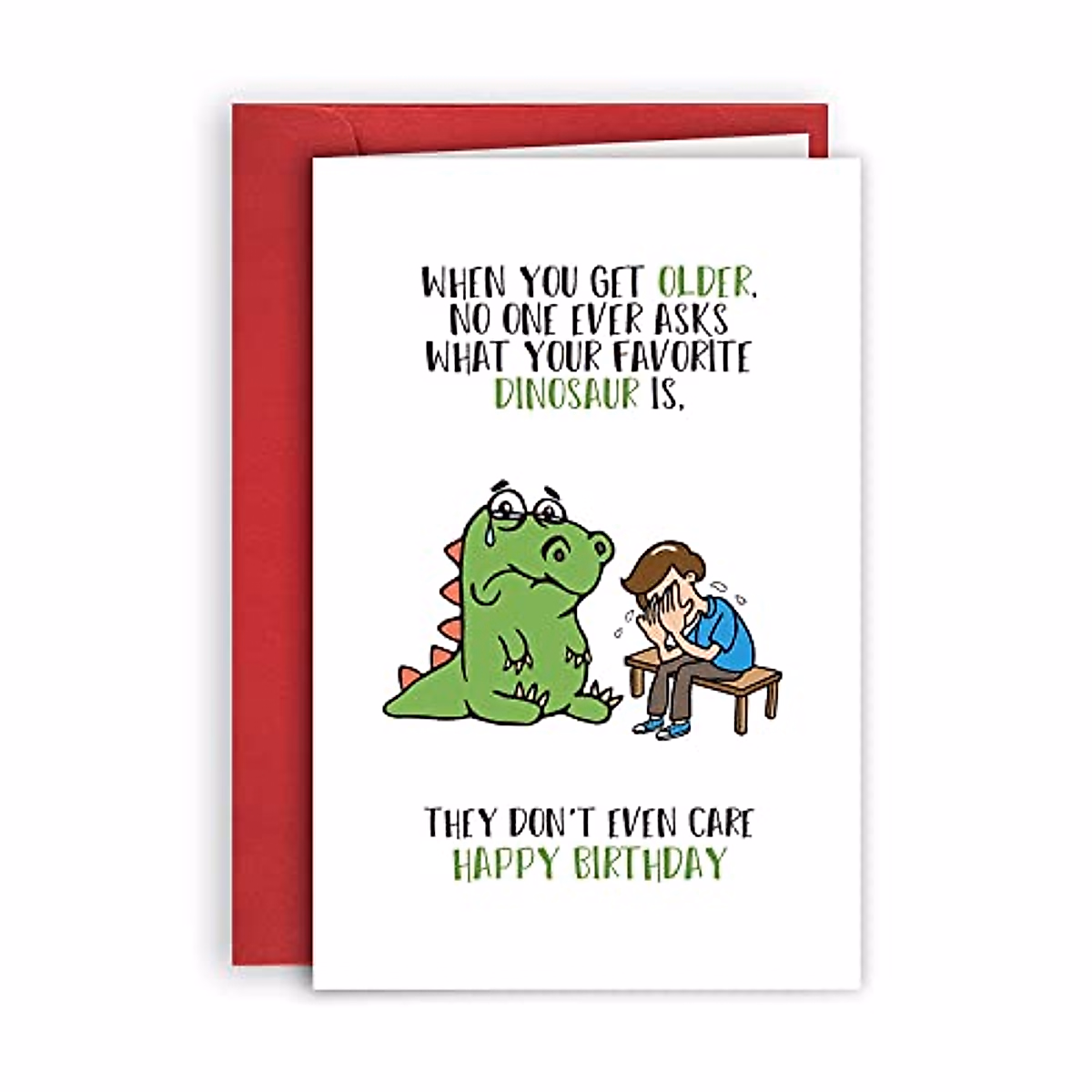 Funny Birthday Card, Humorous Adult Dinosaur Card, Hilarious Dinosaur Bday Card for Friends Him Brother...