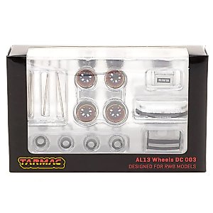 AL13 Wheels DC 003" Red and Black Wheels and Parts Designed for RWB Models Parts64 Series for 1/64 Model Cars by Tarmac Works T64W-005-RDBK