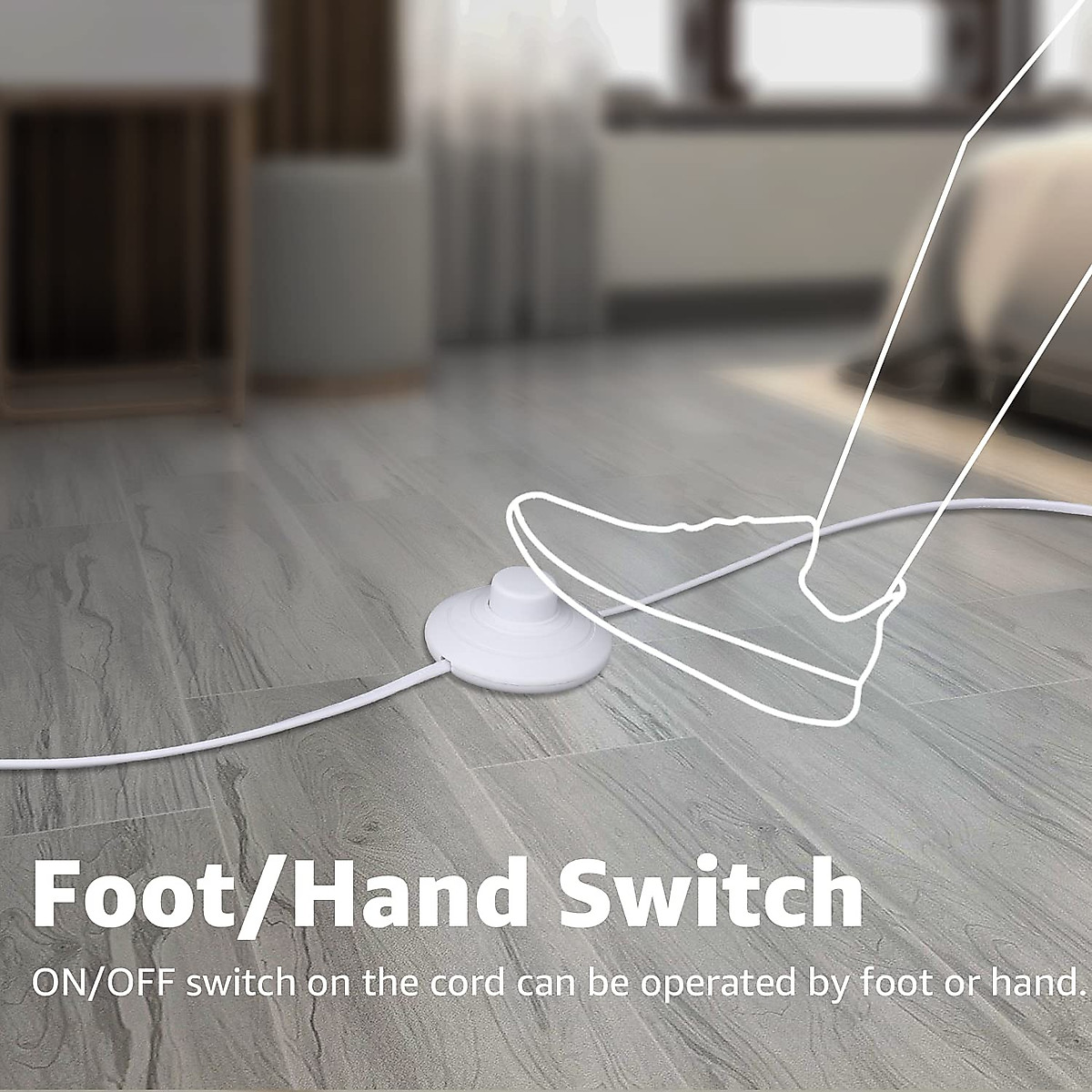 URTOM 2 Pack Indoor Spot Lights, 120V LED Accent Up Lights, 3W Plant Spotlights, 3000K Floor Spotlights for Plants, Pictures, Desk - Uplights with 5.9 FT Plug Cord and Foot Switch