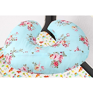 Knlpruhk Floral Nursing Pillow Cover Set 2 Pack Jersey Knit Soft Hypoallergenic Slipcovers for Breastfeeding Moms Baby Girl Boy Fits On Infant Nursing Pillow