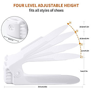 Antigo Shoe Slots Organizer，20 Pcs Adjustable Shoe Stacker for Closet Organization, Double Deck Shoe Rack Holder Storage Space Saver (White)