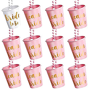 Wocst 12 PCS Shot Necklace Glass, Bride Groom to Be Shot Glass Necklace with Gold Foil for Bachelor/Bachelorette Party Hen Night Party