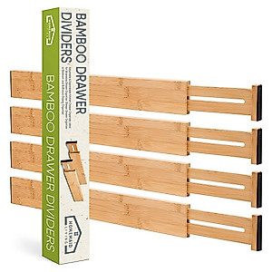 Homemaid Living Bamboo Drawer Dividers, Adjustable & Expandable Kitchen Drawer Organizer, Ideal for Silverware Drawer Organizer, Dresser Drawer Organizer or Bedroom and Bathroom Drawer Organizer