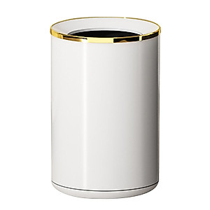 YOJIA 2.6 Gallon/10L Office Trash Cans,Open Top Waste Basket,White and Elegant Trash bin,Light Luxury Garbage Can,for Desk,Hotel,Living Room,Bedroom,Bathroom,Kitchen,RV,Cafe (White)